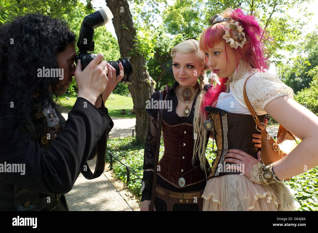 Visitors of the 21st Wave and Gothic meeting are pictured in Leipzig ...