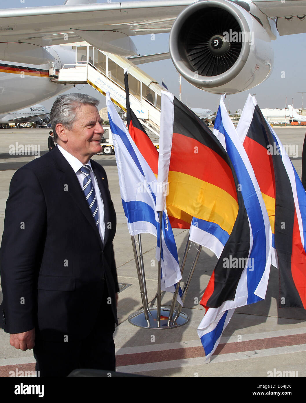 German Federal President Joachim Gauck arrives at the airport Ben ...