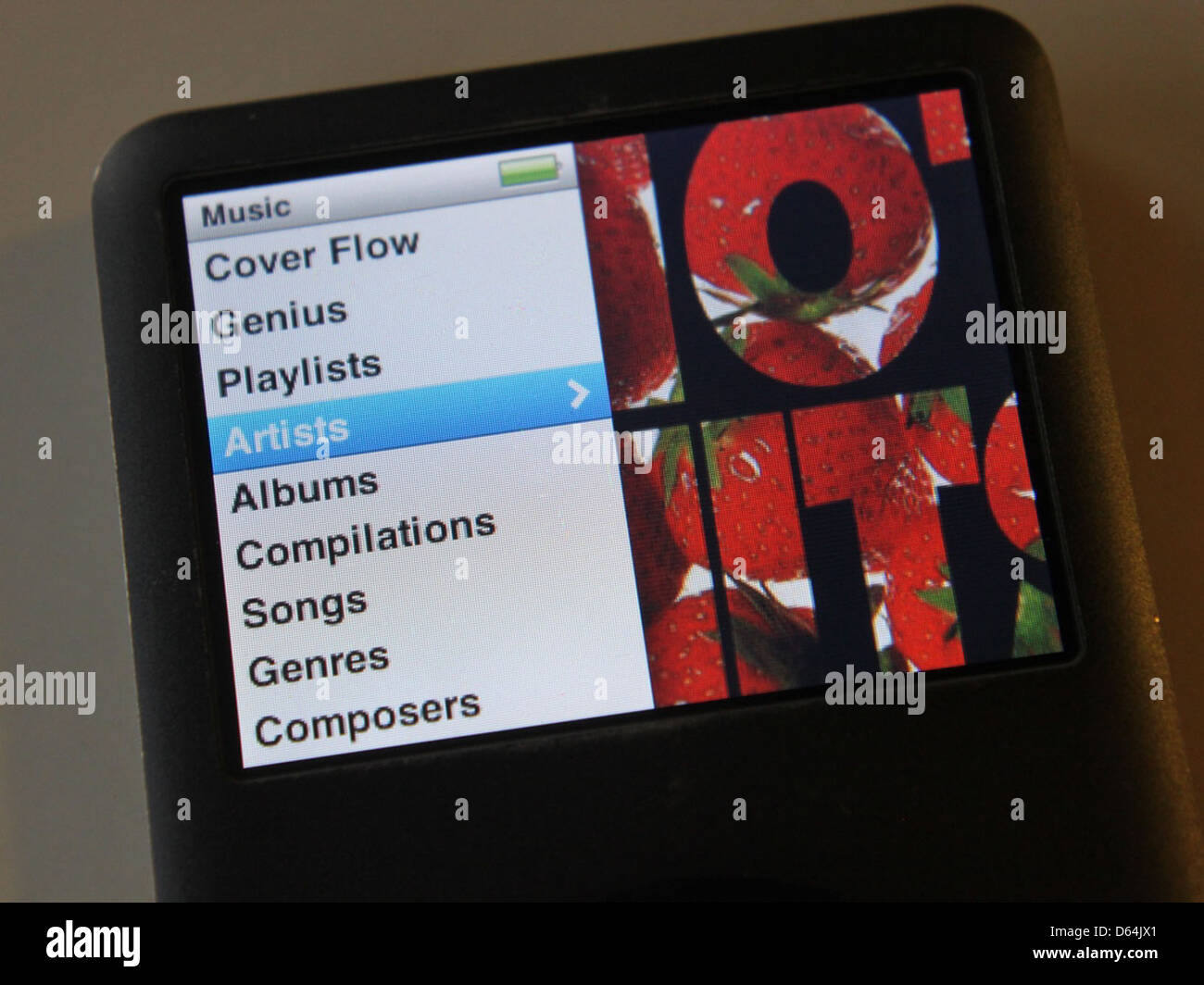 A close-up shot of a used iPod Classic displaying its menu on the ...