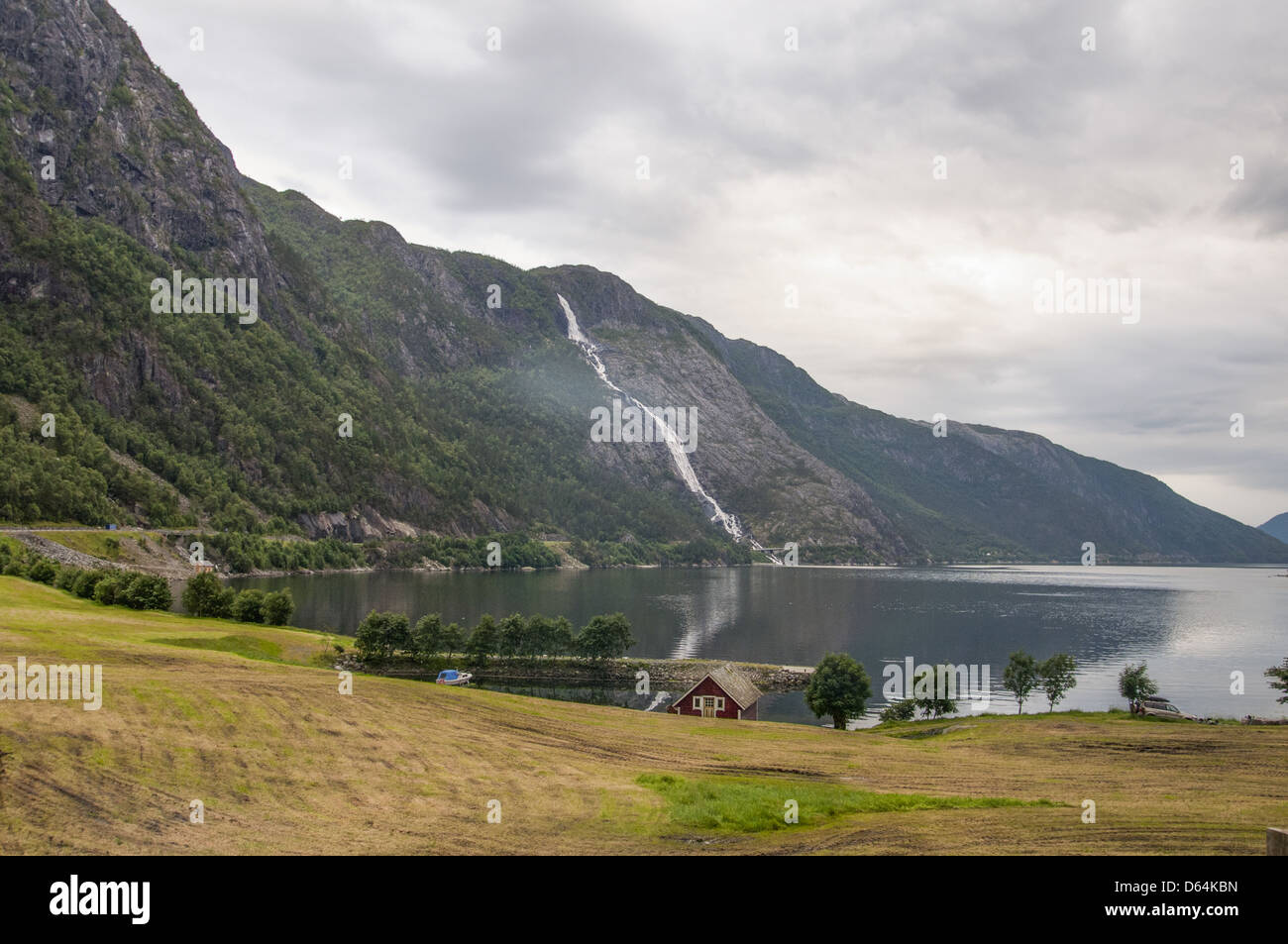 Waterfall and lake Stock Photo - Alamy