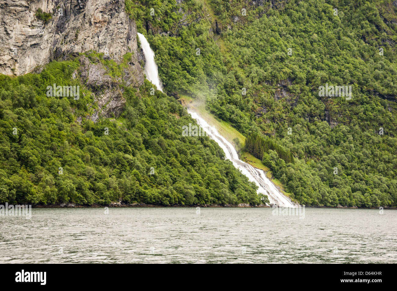 Waterfall in the Geiranger fjord Stock Photo - Alamy