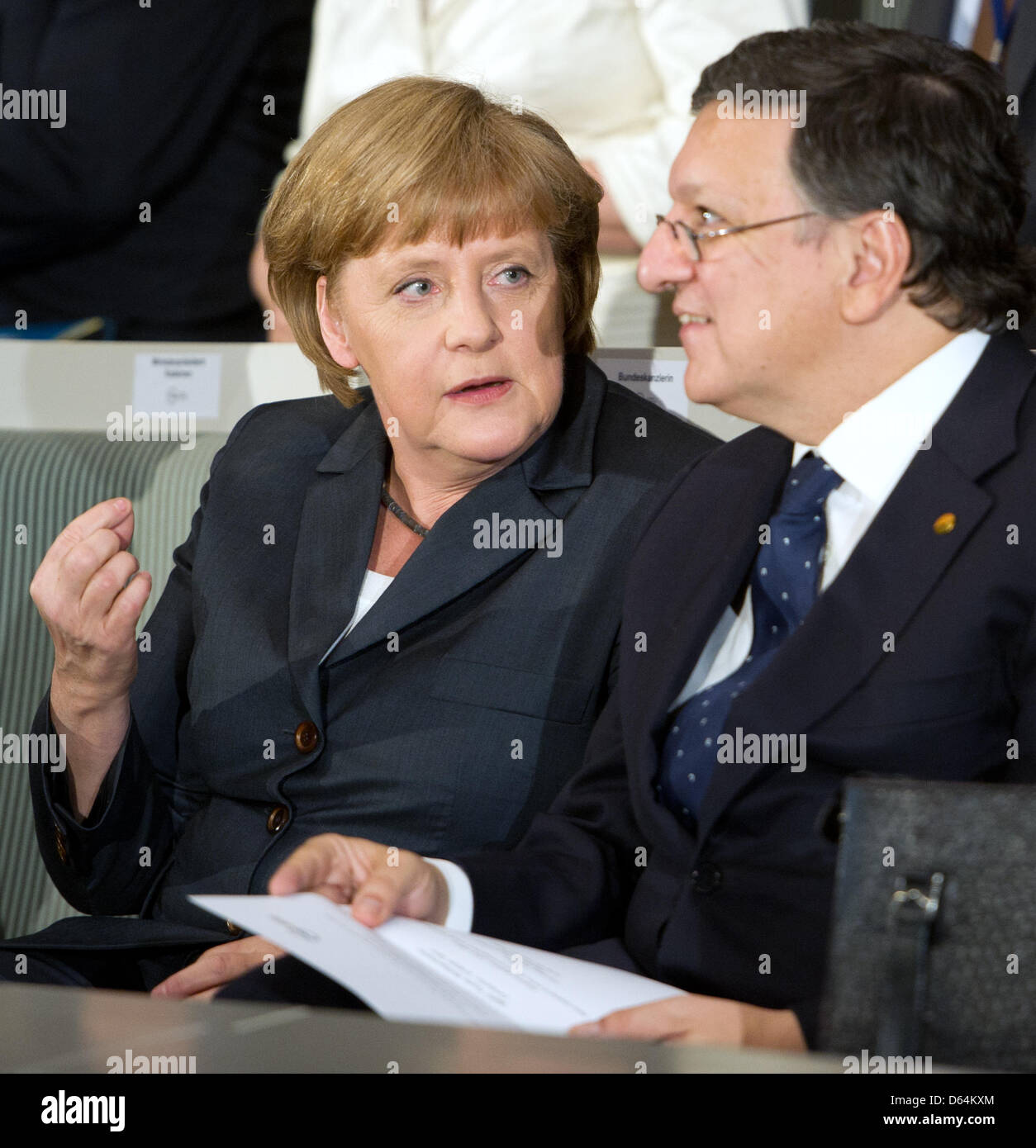 German Chancellor Angela Merkel (L) and President of the European ...