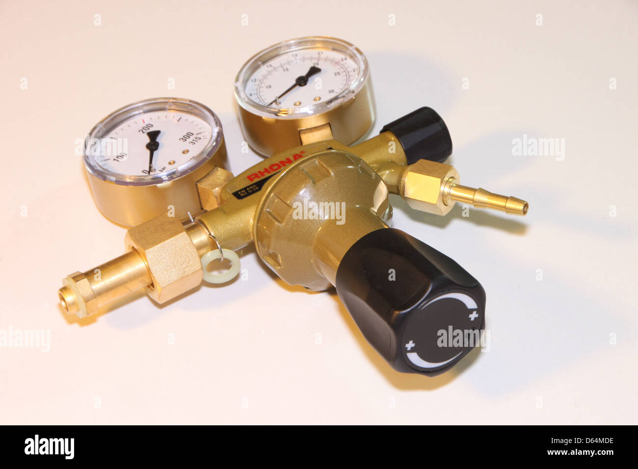 A 200-bar high-pressure regulator for argon gas, commonly used in ...