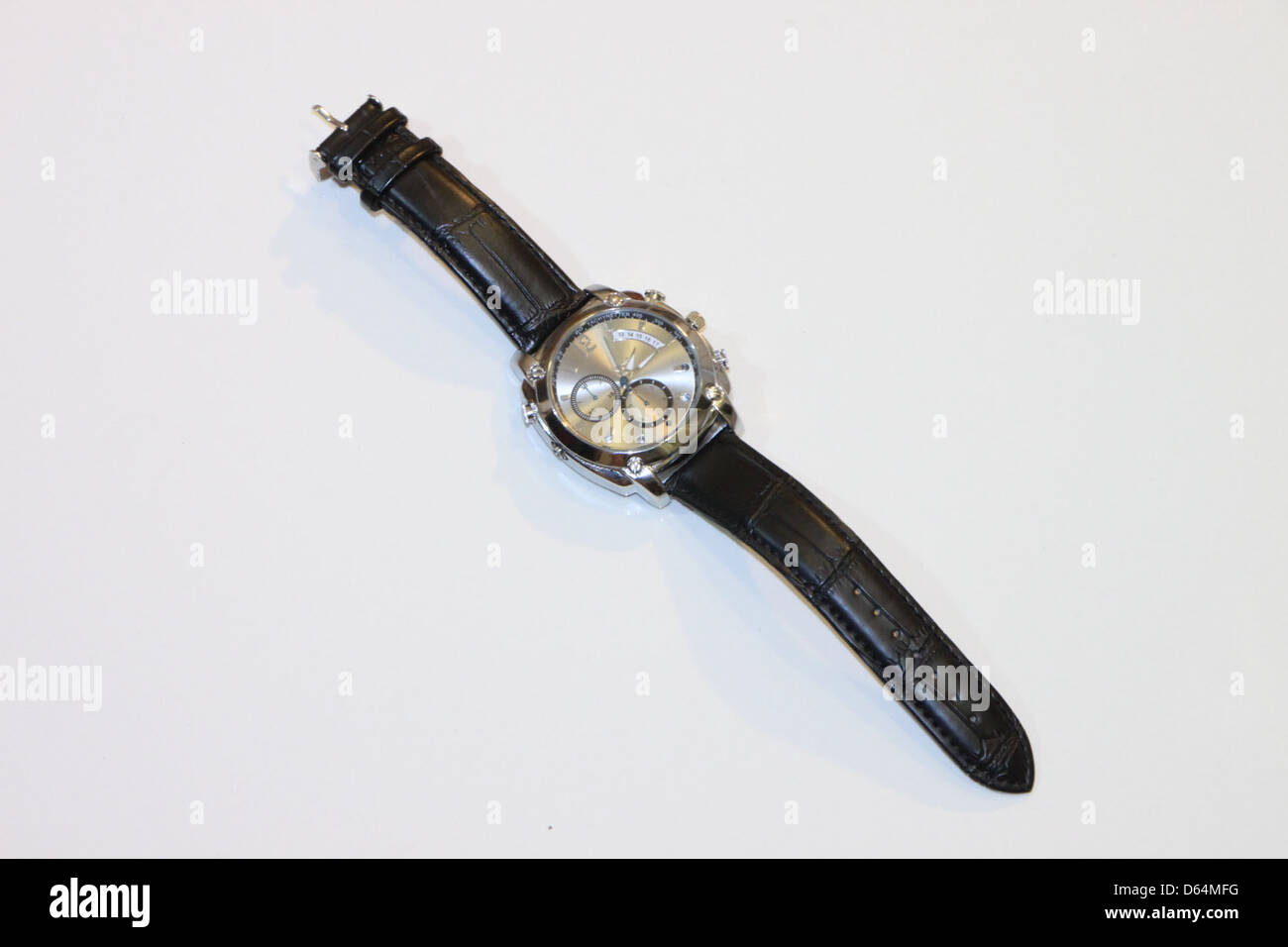 This image shows a high-definition, waterproof spy watch camera ...
