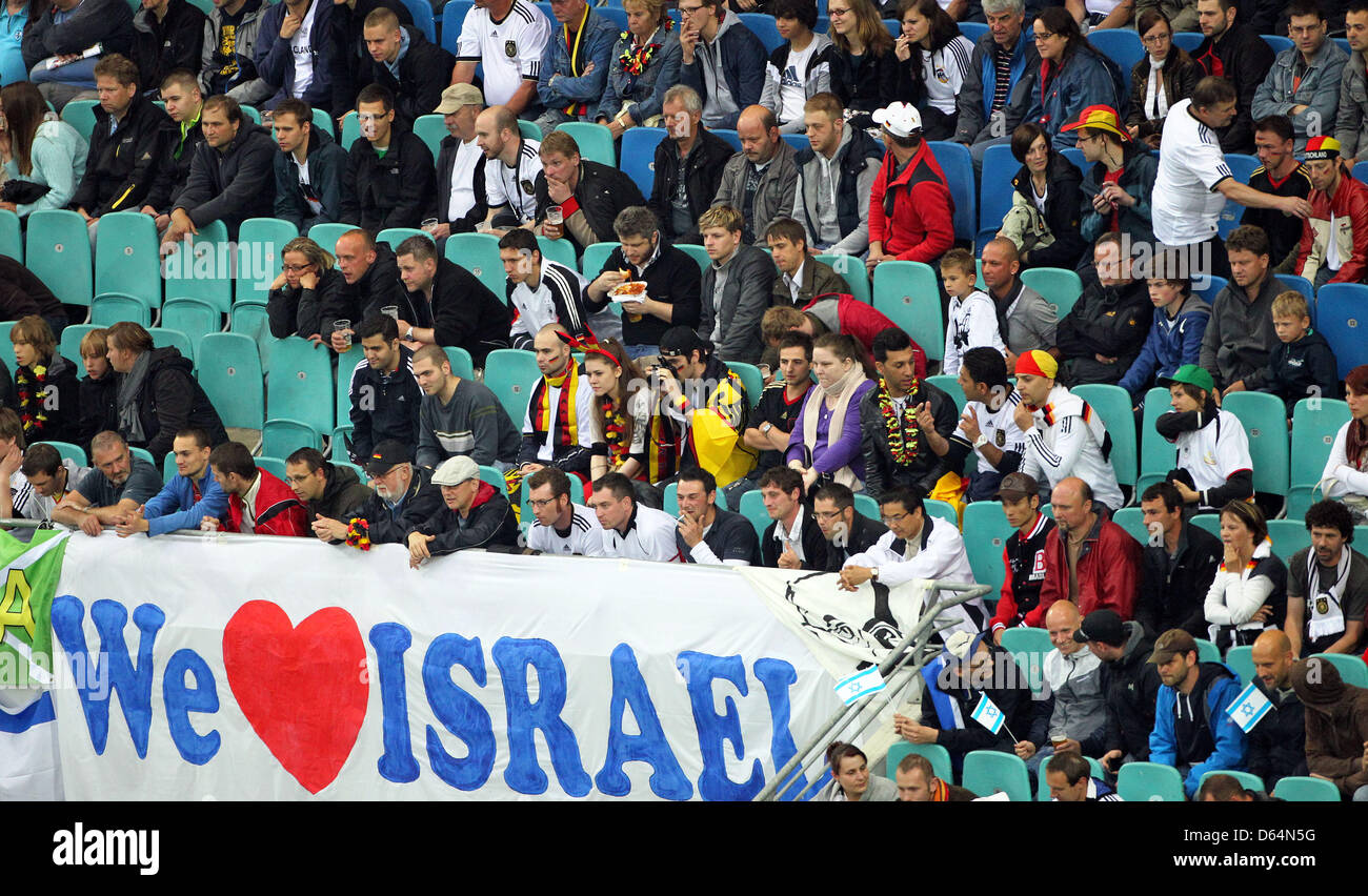 Supporters of Israel cheer before the international friendly soccer ...