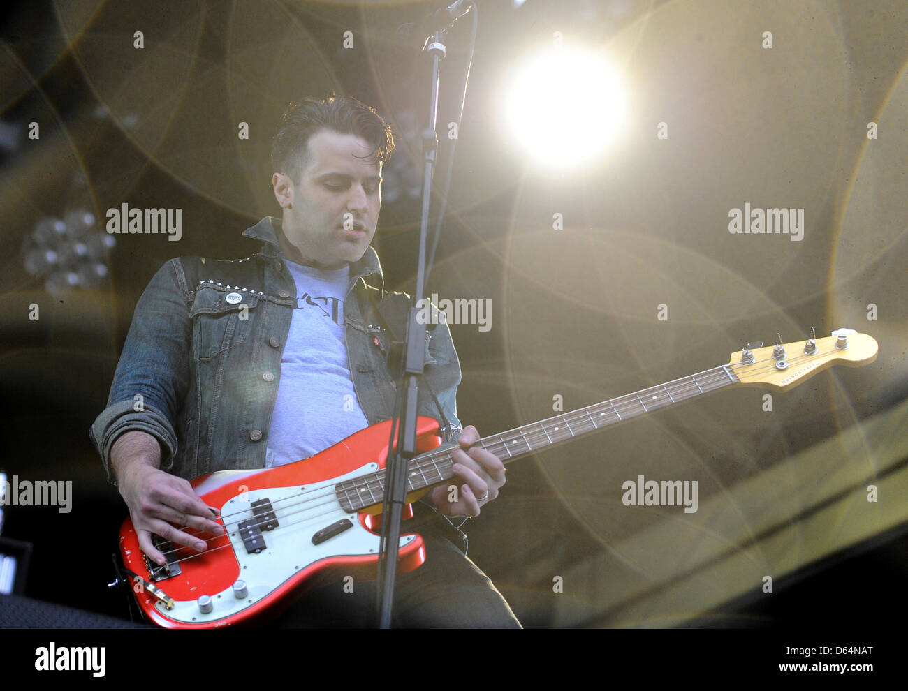 Bassist Alex Levine of the US band The Gaslight Anthem performs on ...