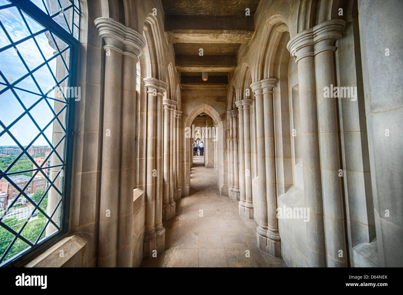 Interior cloister corridor of Washington National Cathedral, Washington ...