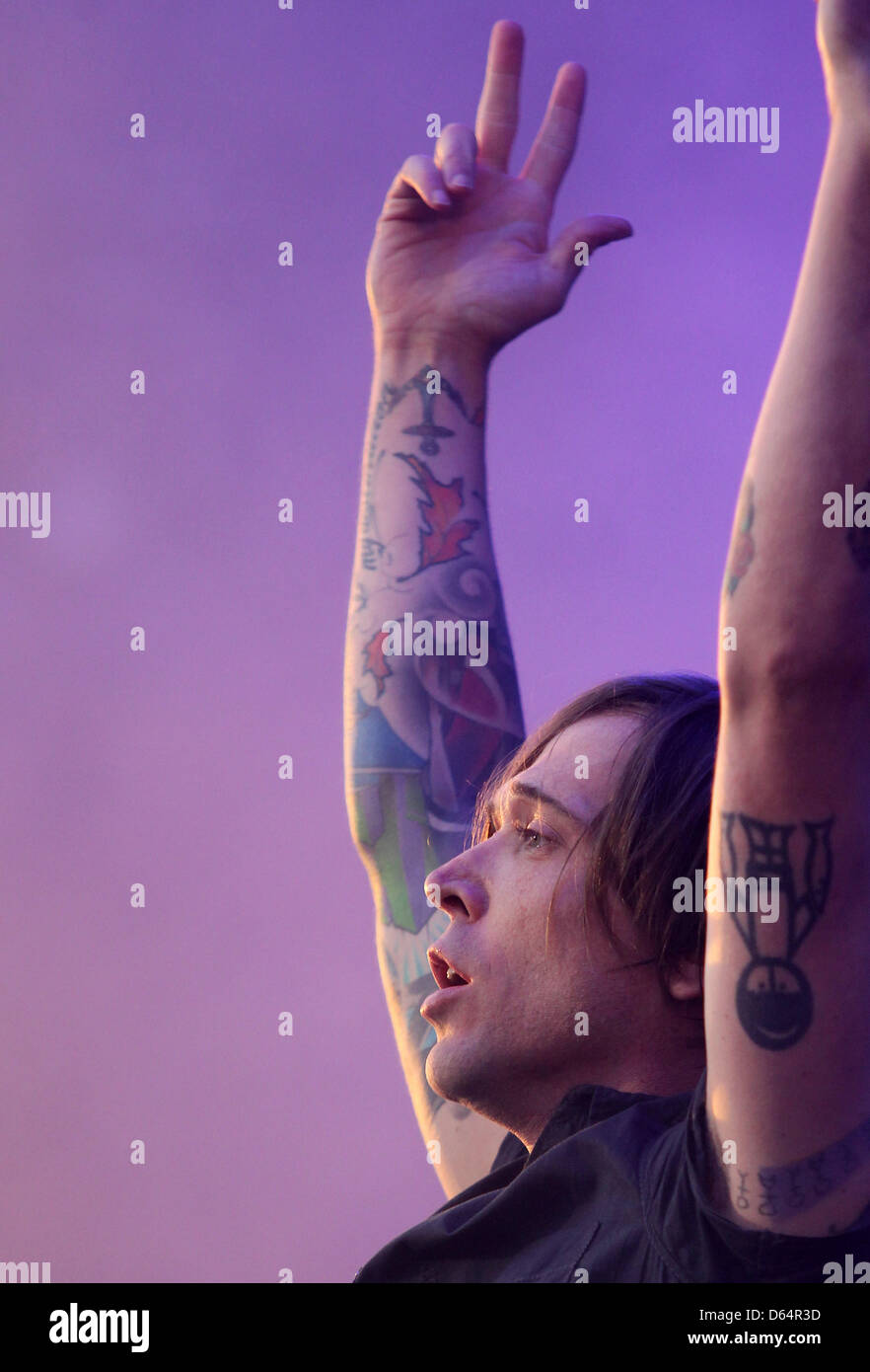 Benjamin Kowalewicz, singer of the band Billy Talent, performs on stage ...