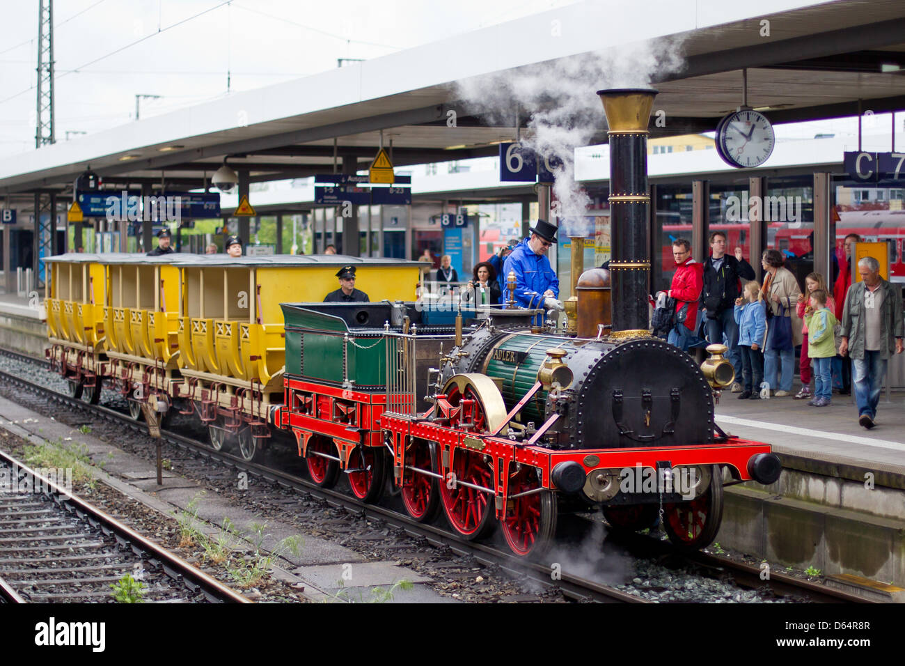 A reconstruction of the historical train 'Adler' (Eagle) enters the ...