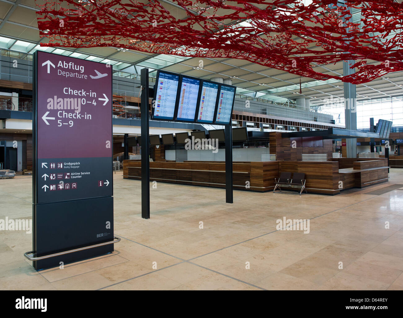 The entrance hall of a terminal of the new capital city airport Berlin ...