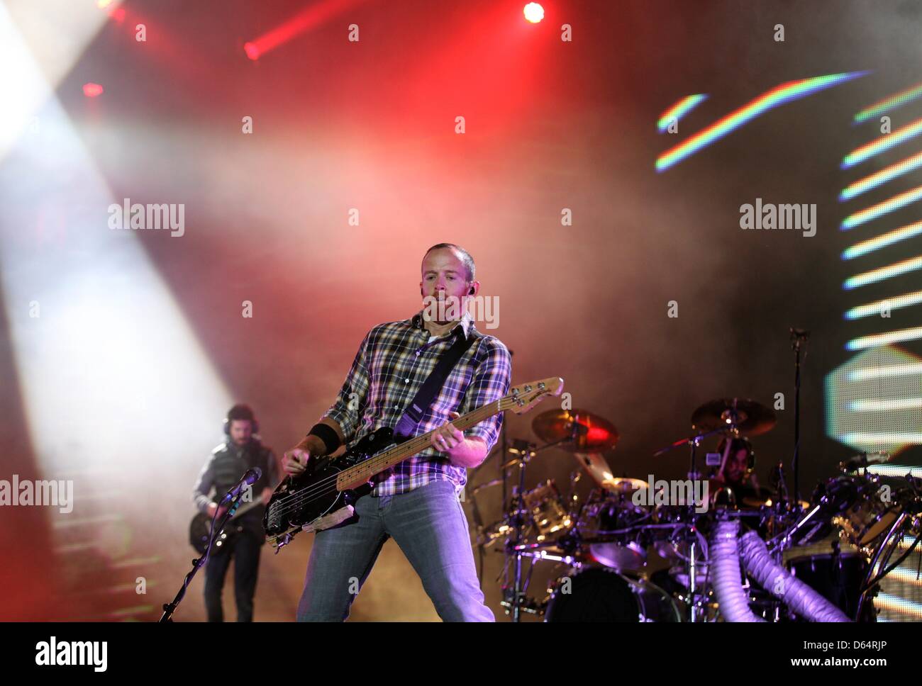 Bassist David "Phoenix" Farrell performs with the US band Linkin Park ...