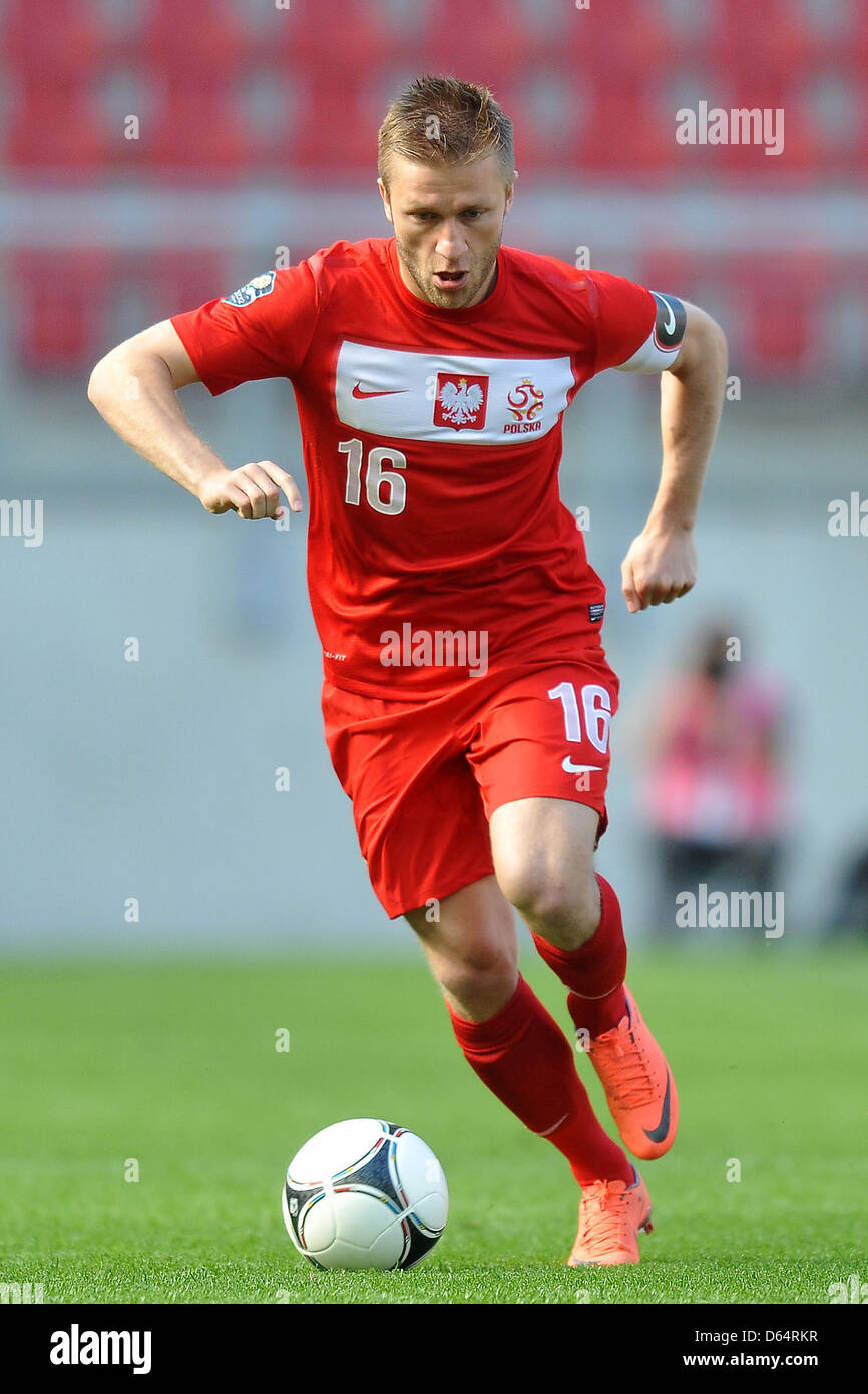 Poland's Jakub Blaszczykowski plays the ball during the friendly match ...