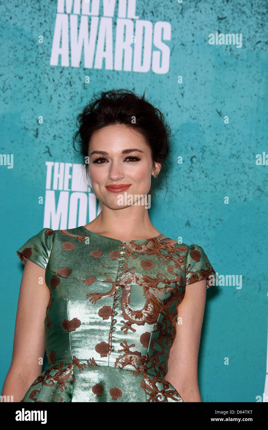 US actress Crystal Reed poses in the press room of the 2012 MTV Movie ...