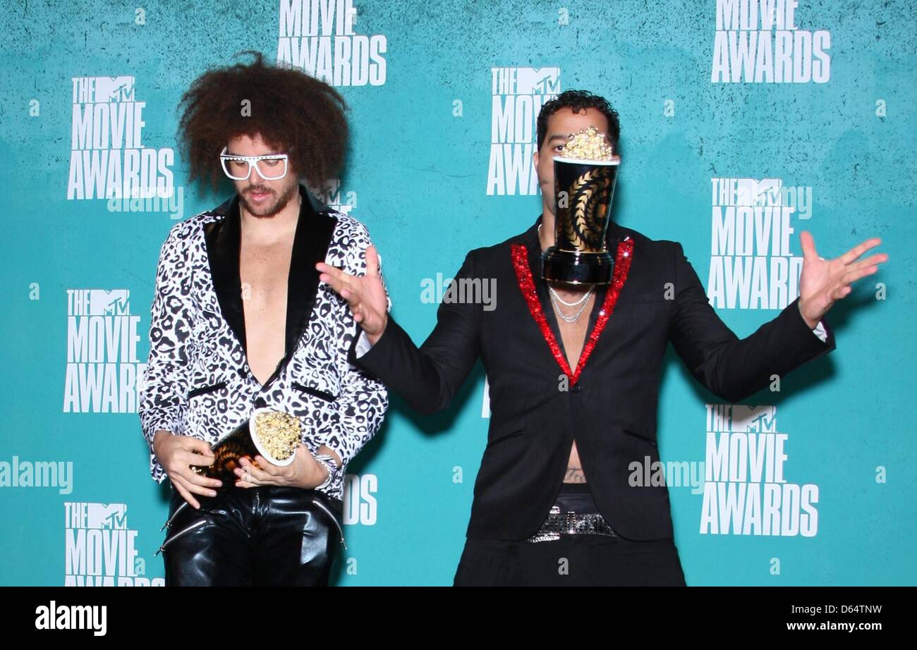 US Musicians Red Foo (L) and Sky Blu of the band "LMFAO" pose in the ...