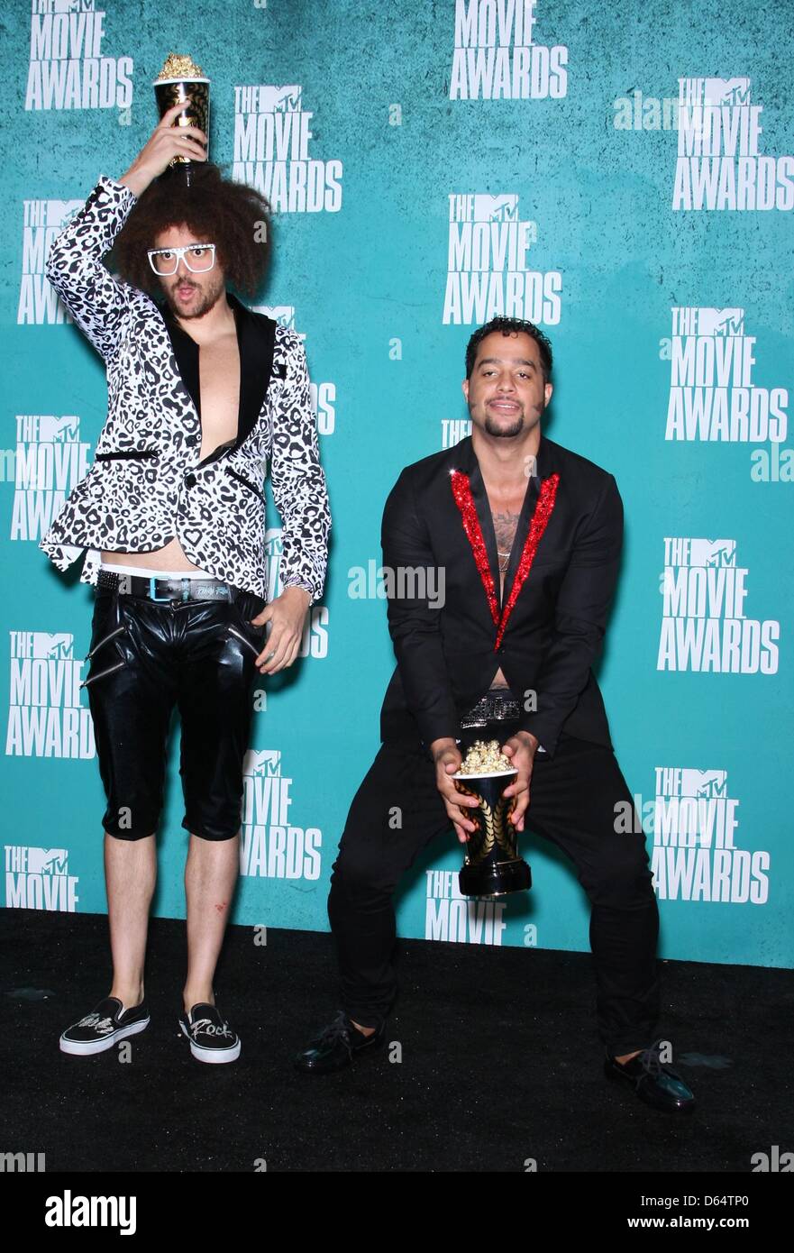 US Musicians Red Foo (L) and Sky Blu of the band "LMFAO" pose in the ...