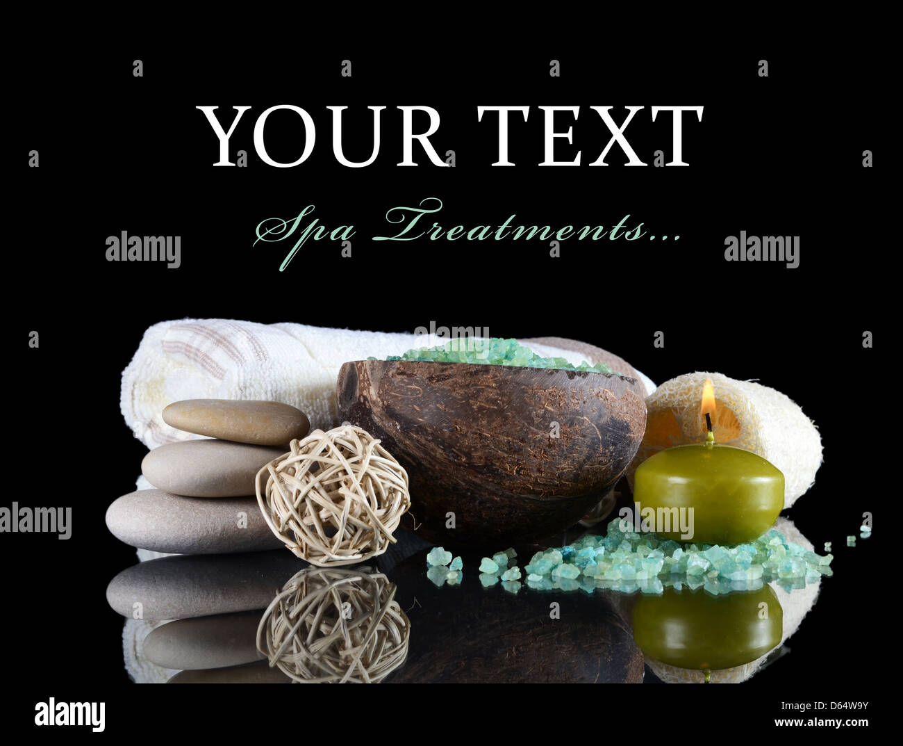 Set for spa-procedures On black background Stock Photo - Alamy