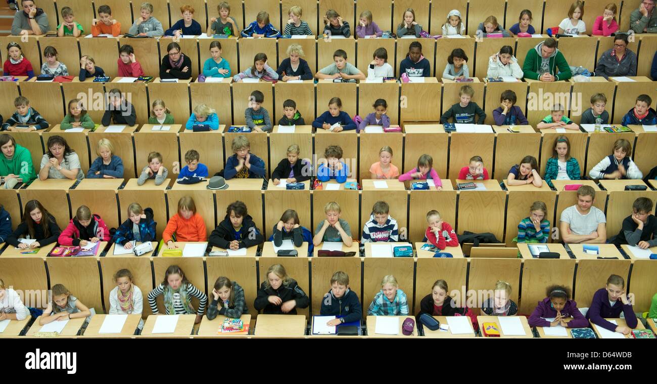A lecture hall filled with children is pictured at Martin Luther ...