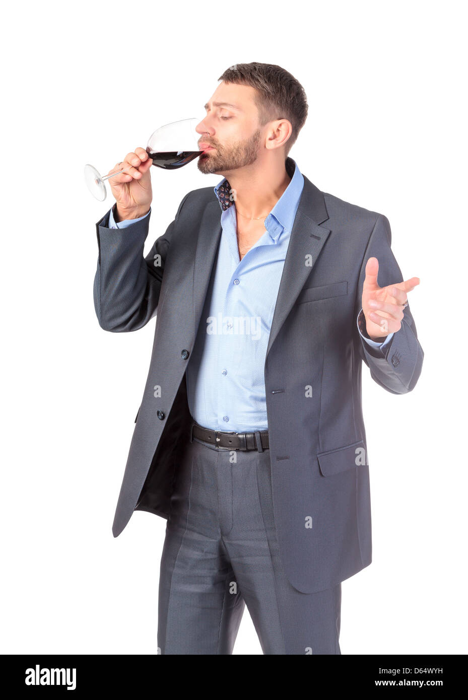 Portrait business man with glass wine Stock Photo - Alamy