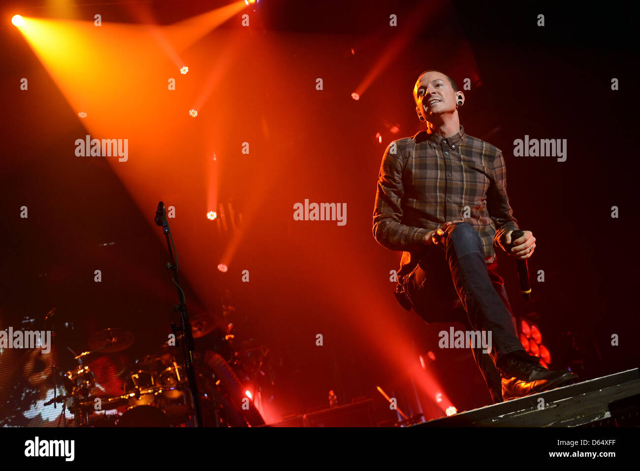 The singer of the US band Linkin Park, Chester Bennington performs on ...