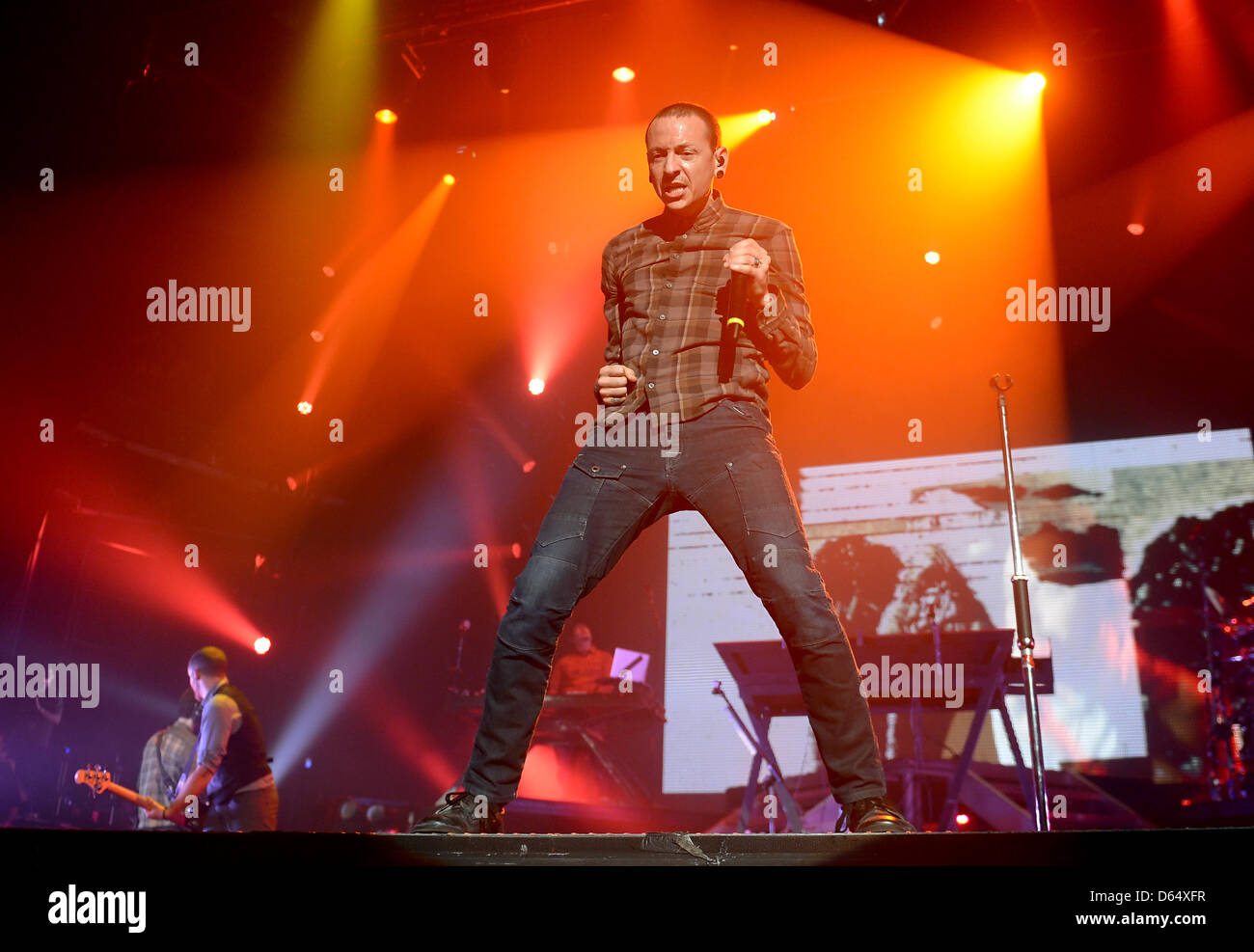 The singer of the US band Linkin Park, Chester Bennington performs on ...