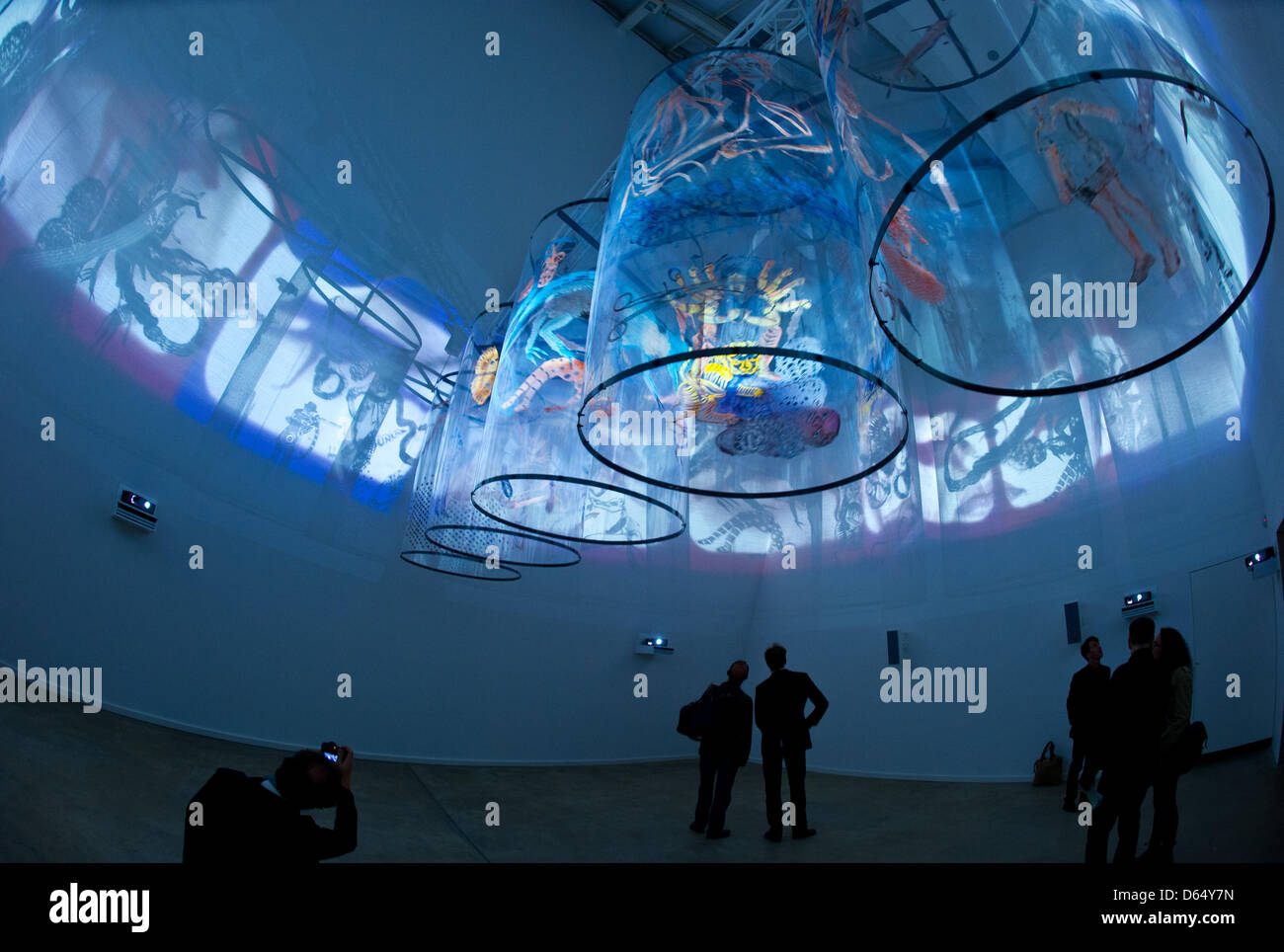 Constantly changing lights, colors and projections on spinning ...