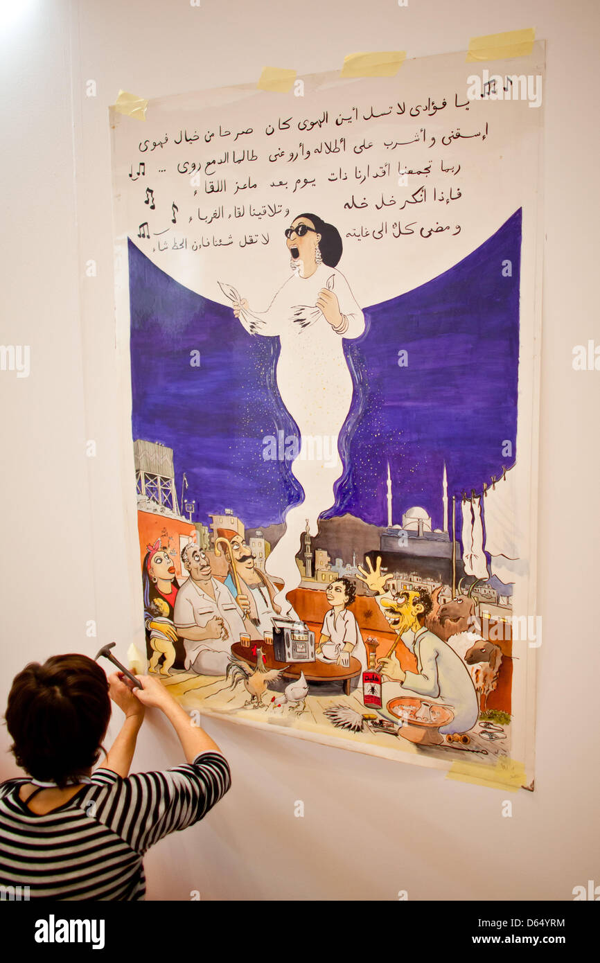 A drawing by Egyptian comic artist Golo is presented at the Comic Salon ...