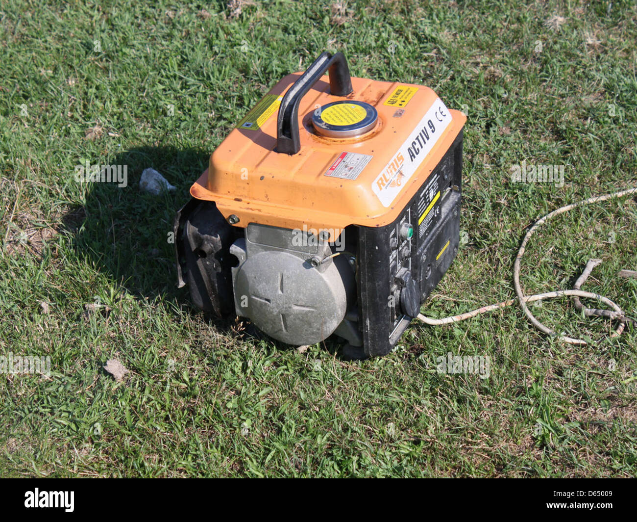 This image shows a brushless gasoline generator, operating in a natural ...