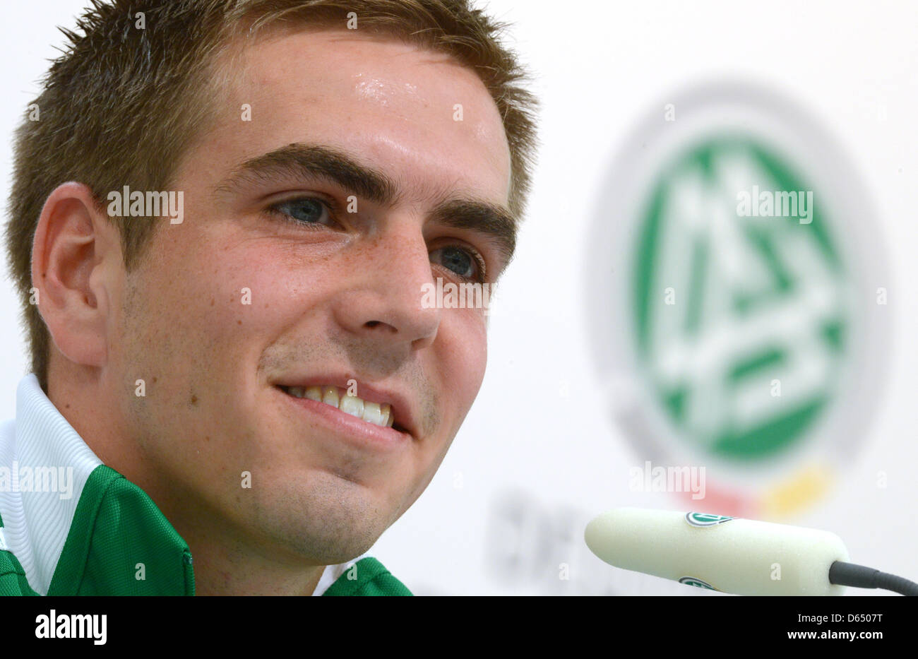 Germany's Philipp Lahm attends a press conference of the German ...