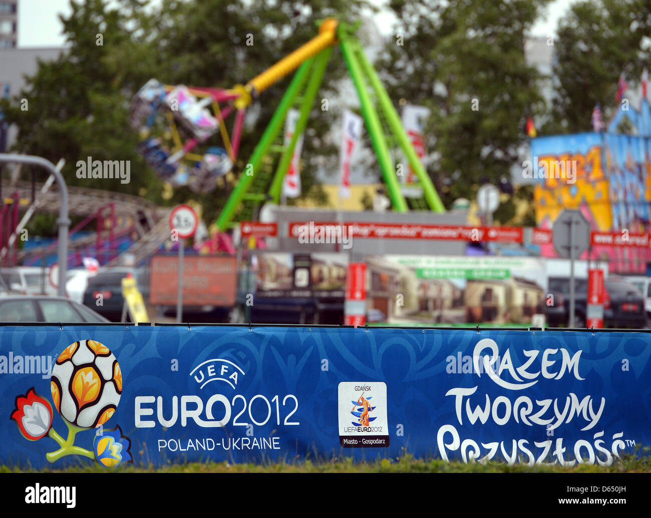 A banner with the UEFA EURO 2012 logo is seen in Gdansk, Poland, 07 ...