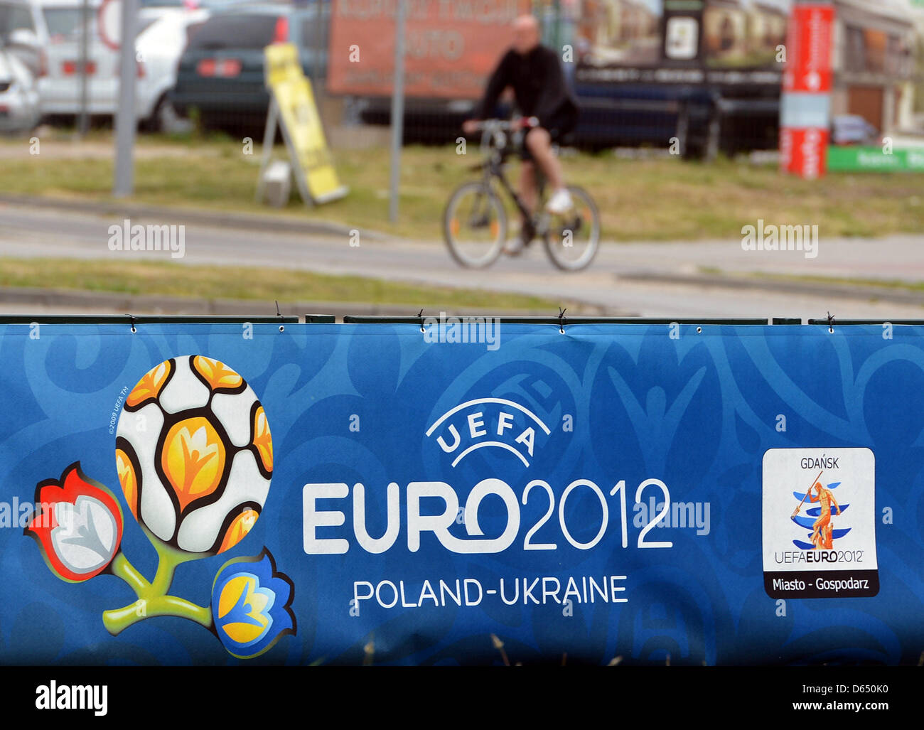 A banner with the UEFA EURO 2012 logo is seen in Gdansk, Poland, 07 ...
