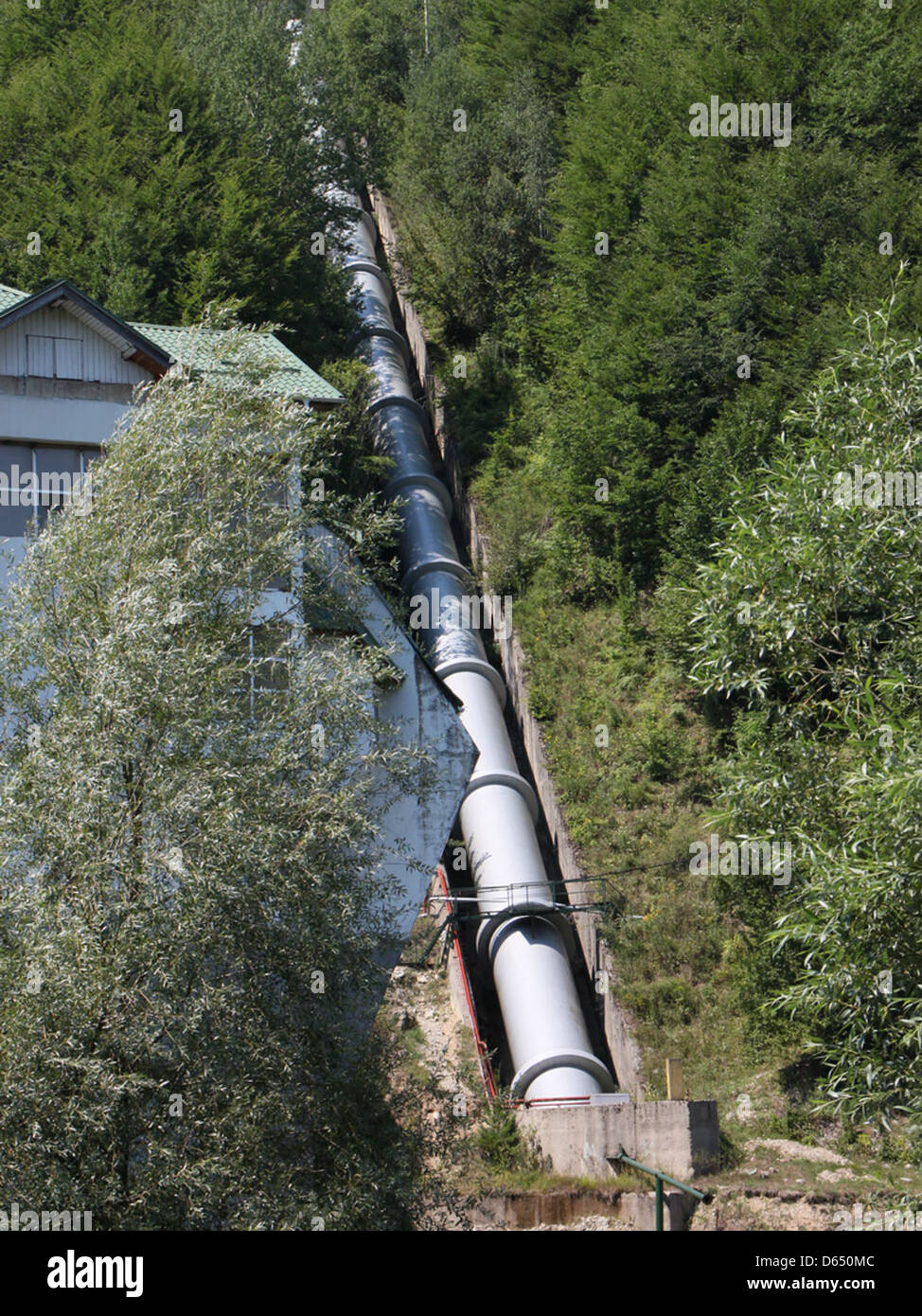 The image shows penstock water pipes used in hydroelectric power plants ...