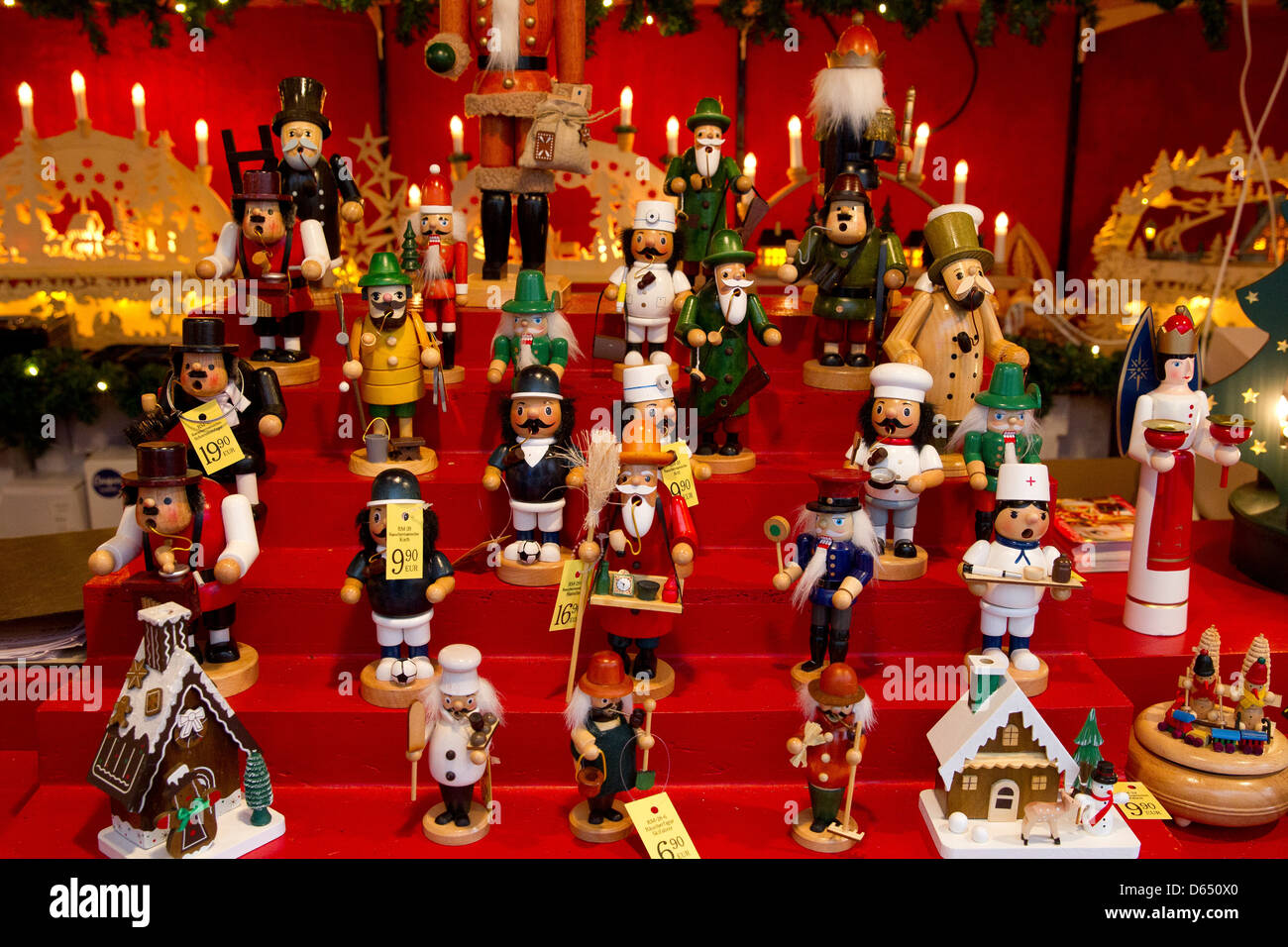 festive christmas xmas decorations window figures Stock Photo - Alamy