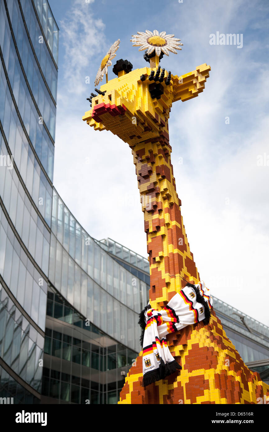 The five meter tall giraffe made from Legos is pictured on Potsdamer ...