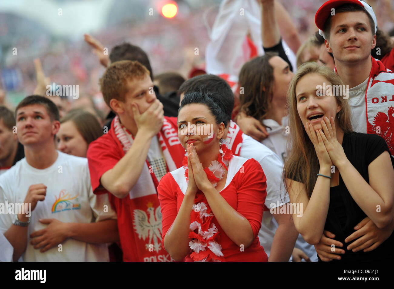 Polish football fans attend a public viewing in Gdansk, Poland, 08 June ...