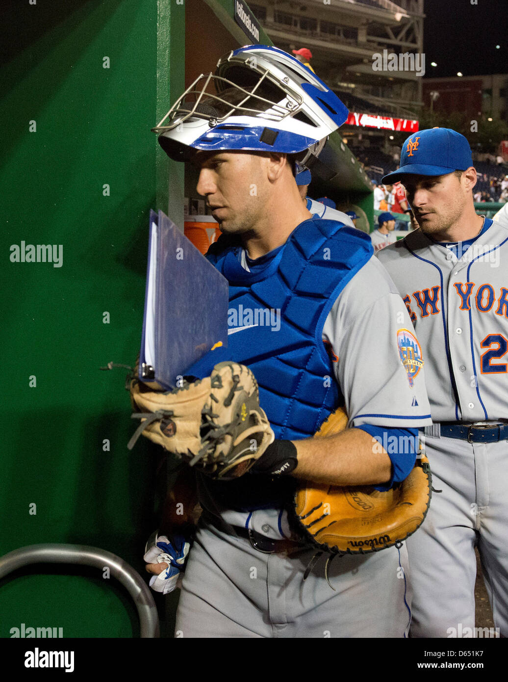 New York Mets catcher Josh Thole (30) goes to the clubhouse after the ...