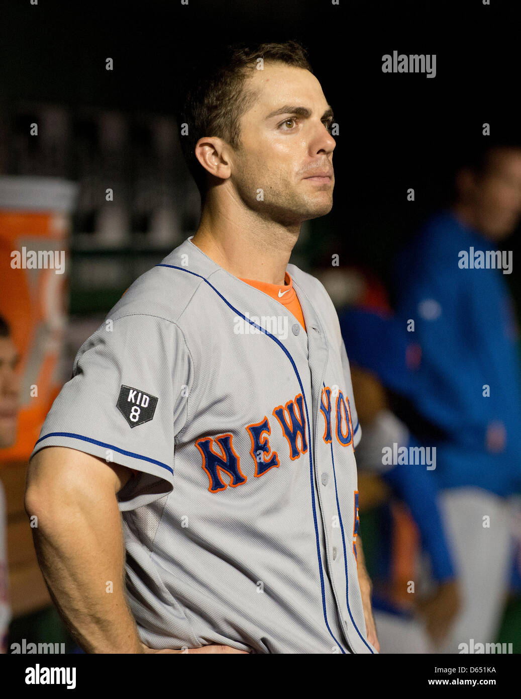 New York Mets third baseman David Wright (5) watches as his team bats ...