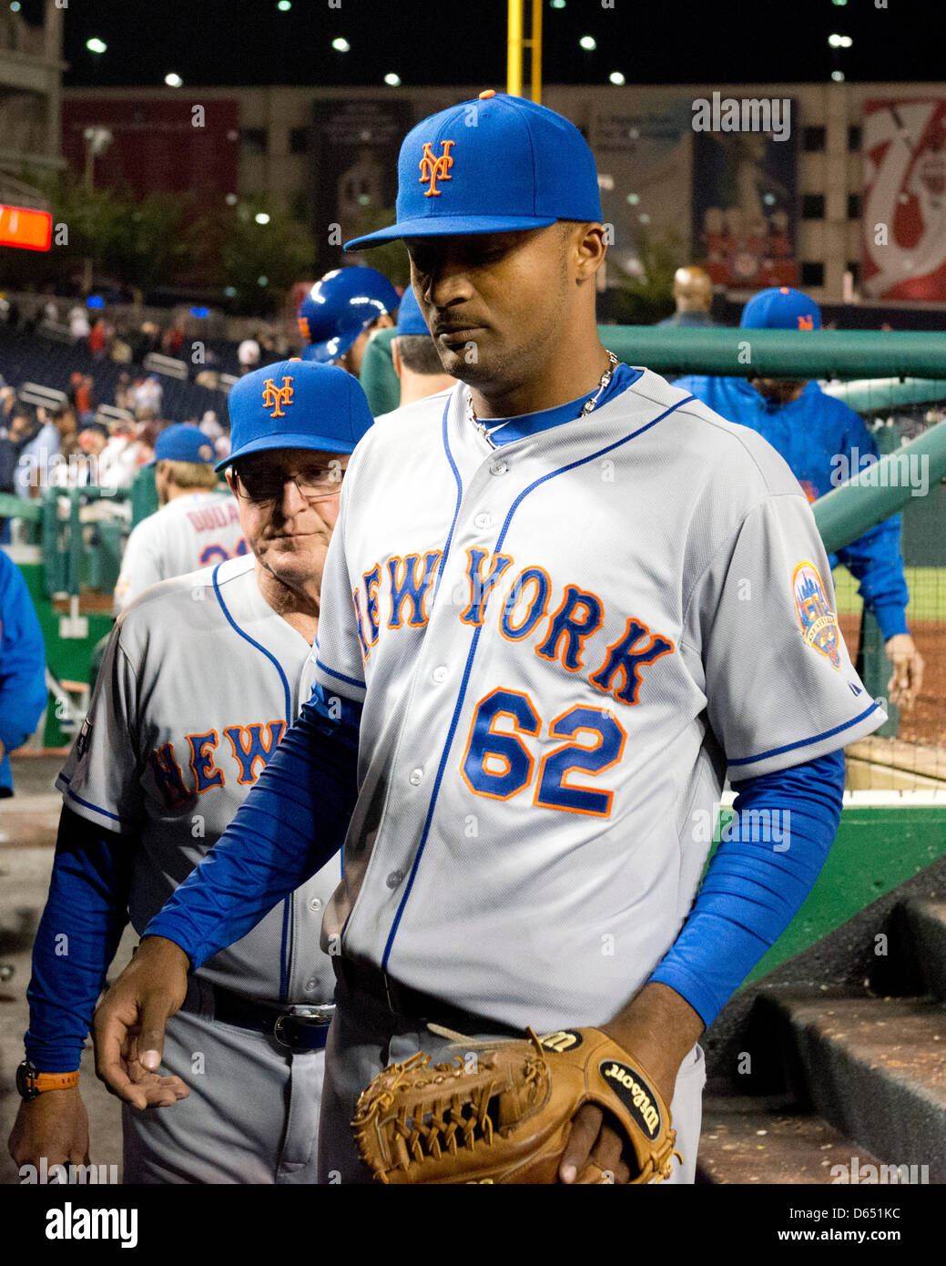 New York Mets pitcher Elvin Ramirez (62) returns to the dugout after ...