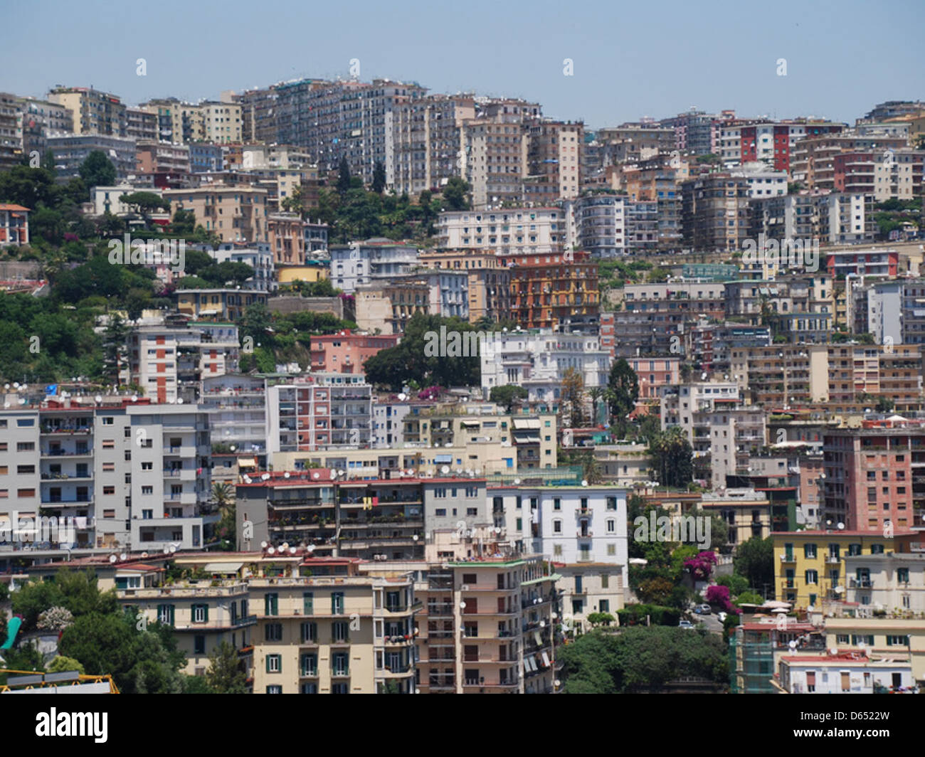 A panoramic view of the crowded city of Naples, Italy, captured from a ...