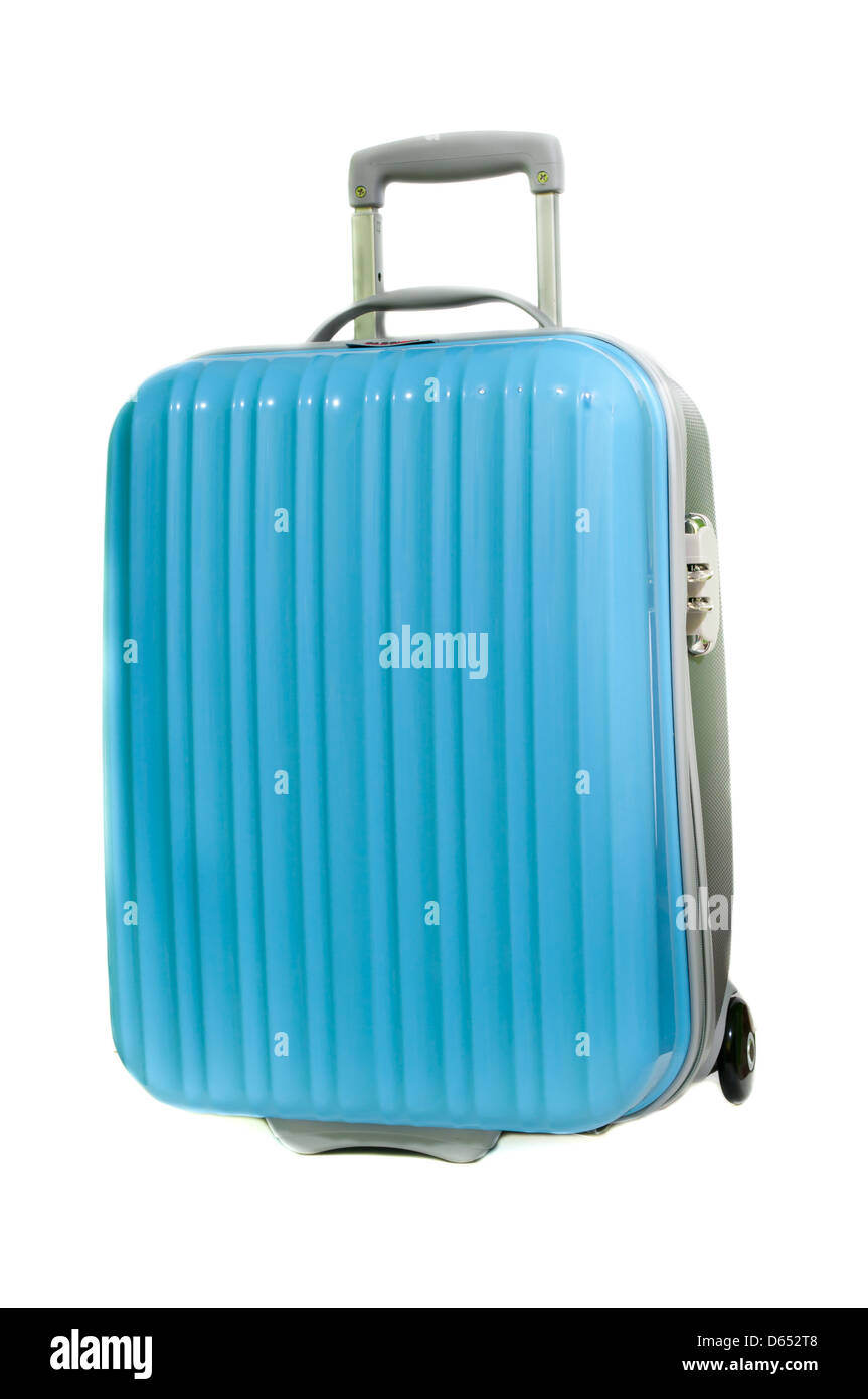 The blue suitcase isolated on white background Stock Photo - Alamy