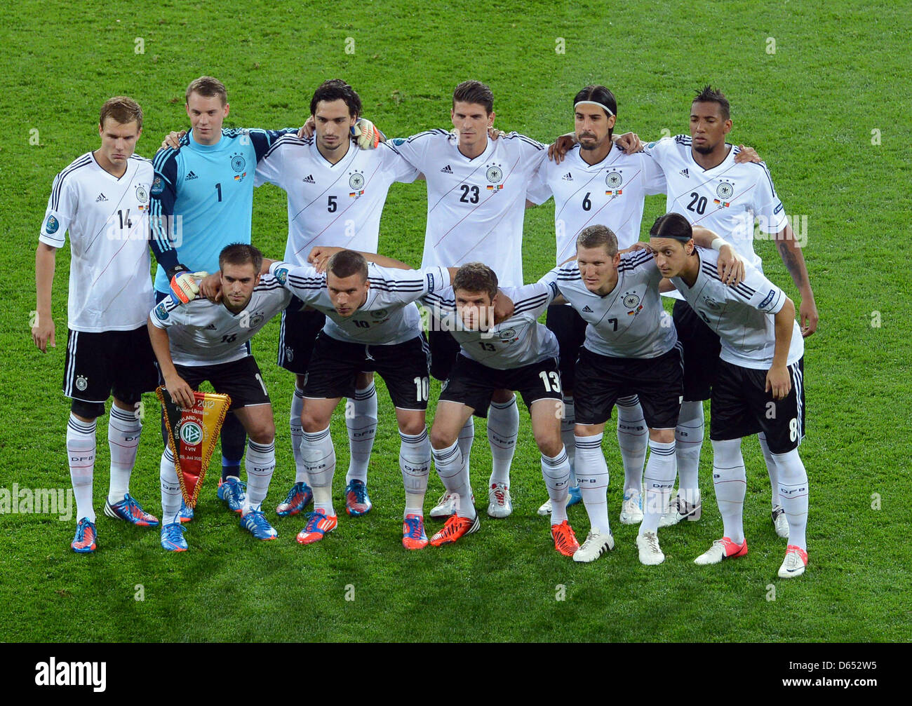 Germany's starting line-up poses for the group photo before UEFA EURO ...