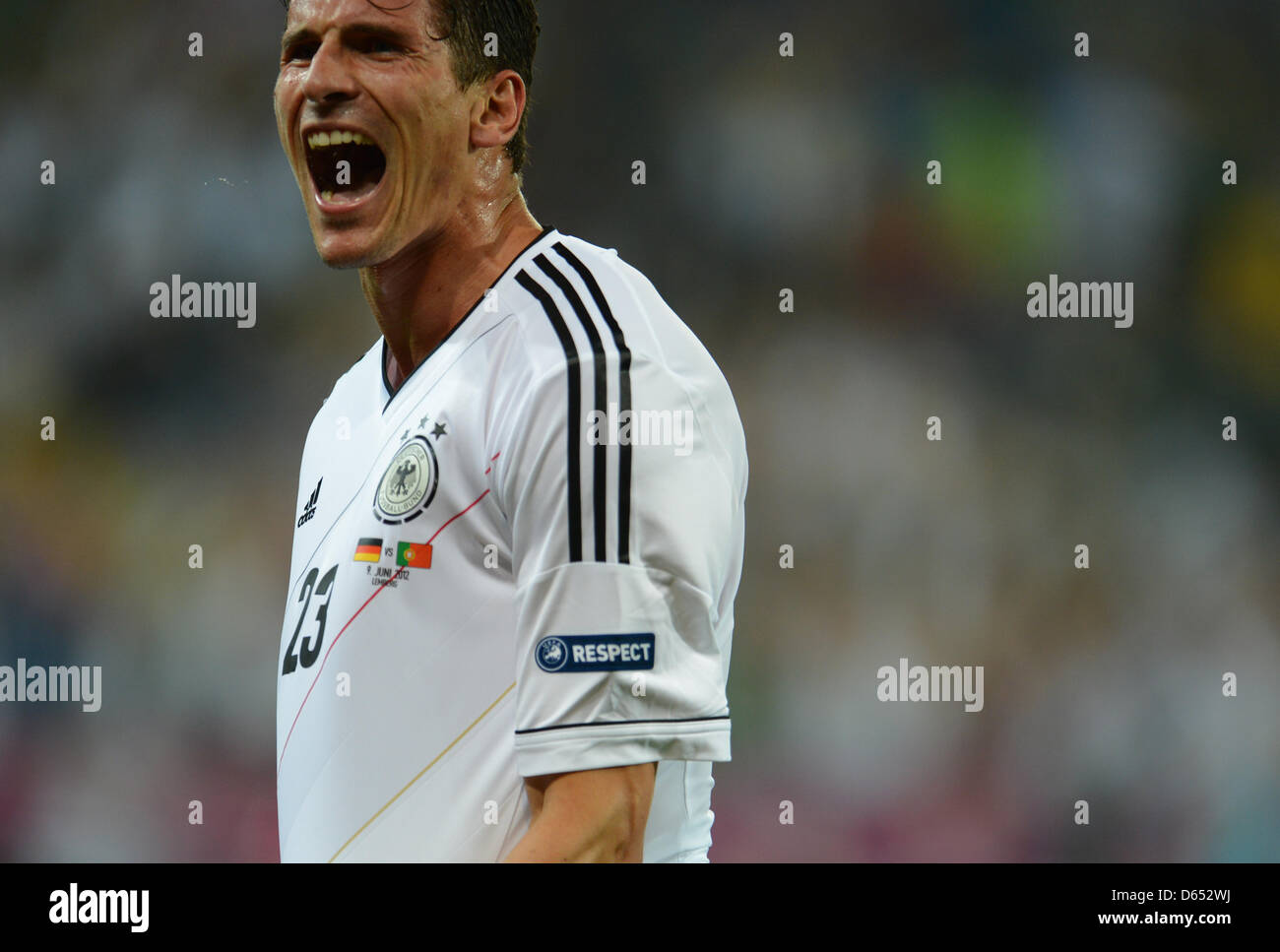 Germany's Mario Gomez celebrates after scoring the 1-0 during UEFA EURO ...