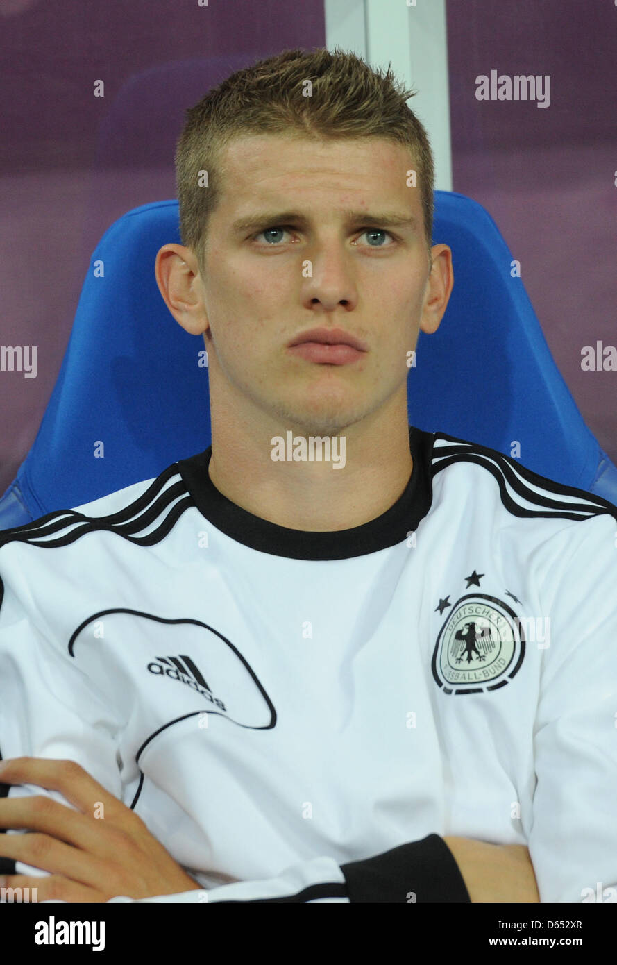 Germany's Lars Bender sits on the bench prior to the UEFA EURO 2012 ...