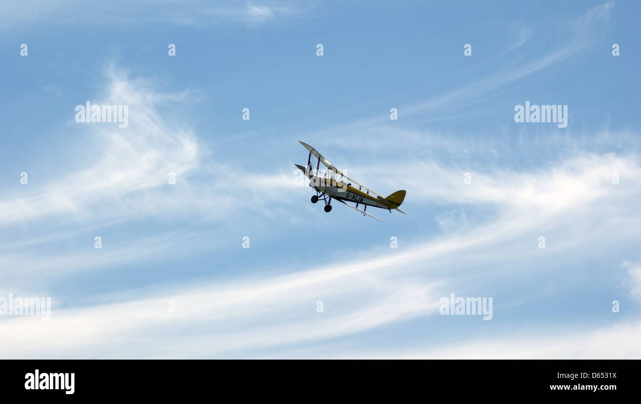 bi plane flying tiger moth perfect conditions day Stock Photo - Alamy