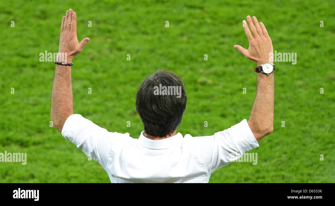 Germany's head coach Joachim Loew reacts during UEFA EURO 2012 group B ...