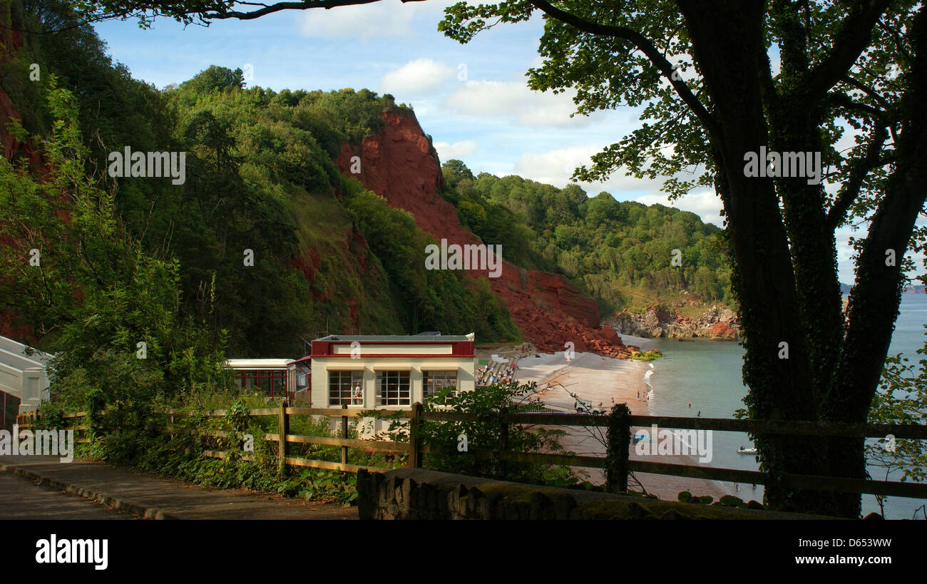 landslide Devon green cliffs chalk limestone Stock Photo - Alamy