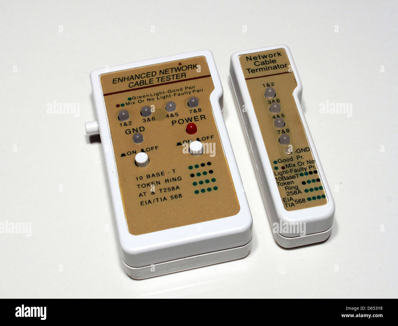 This image features an enhanced network cable tester designed for ...