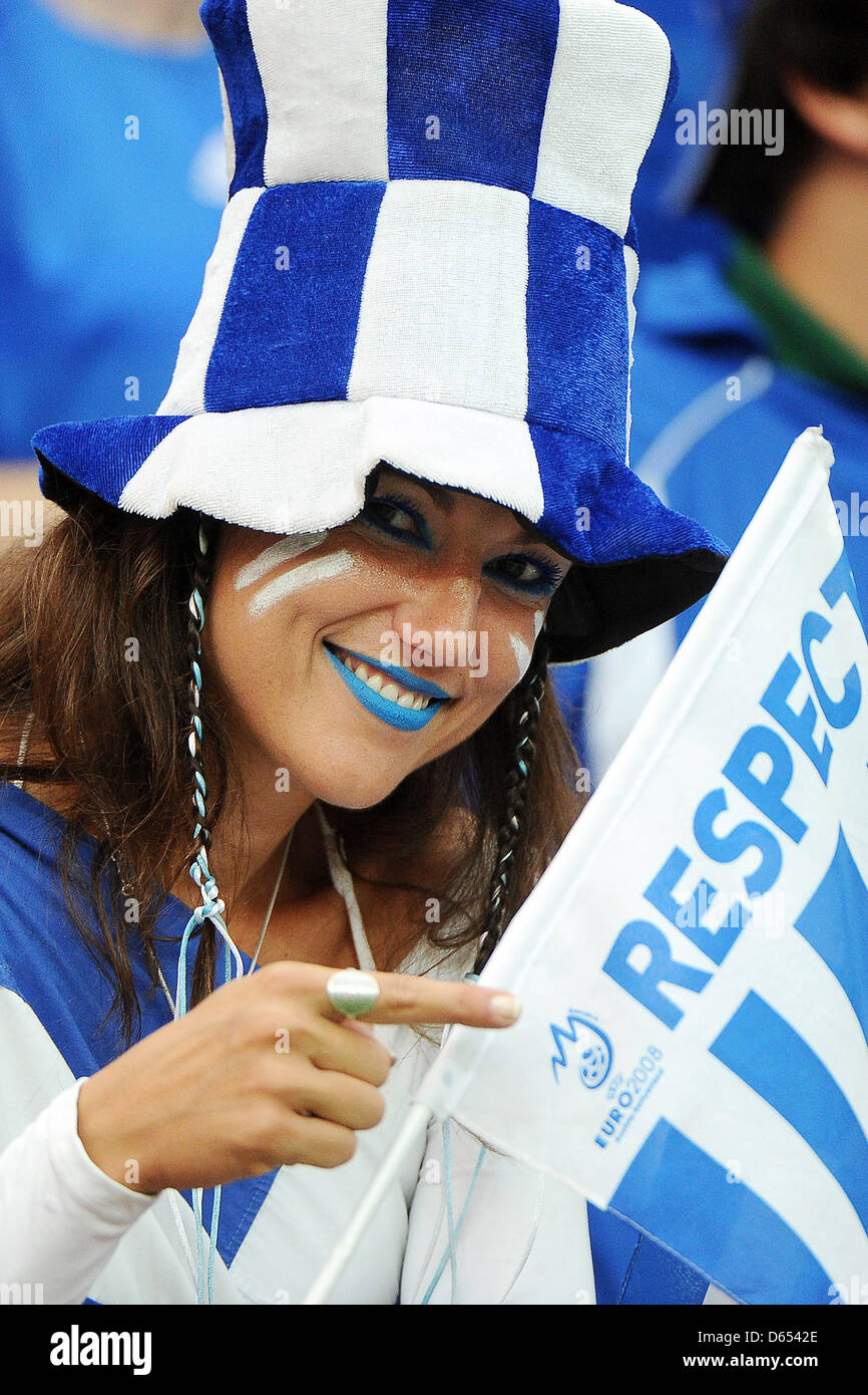 Fans of Greece cheer during the UEFA Euro 2012 match between Poland and ...