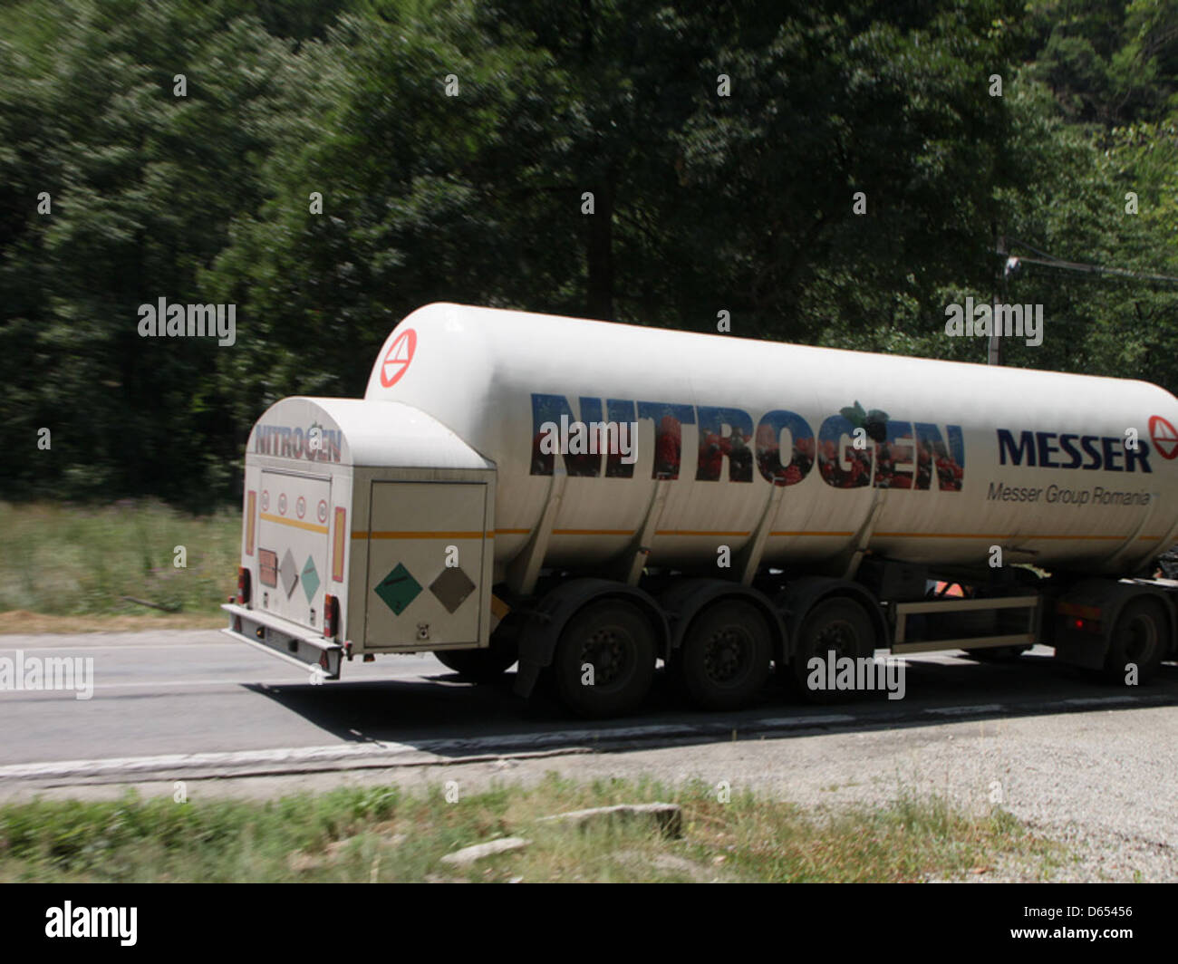 A nitrogen tank truck is used for the transportation of liquid nitrogen ...