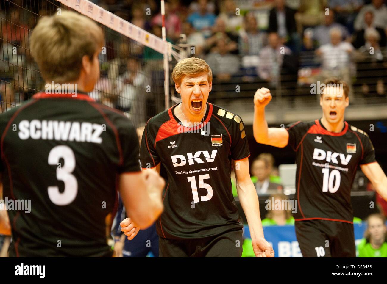 Germany's Sebastian Schwarz (L-R), Max Guenthoer and Jochen Schoeps ...