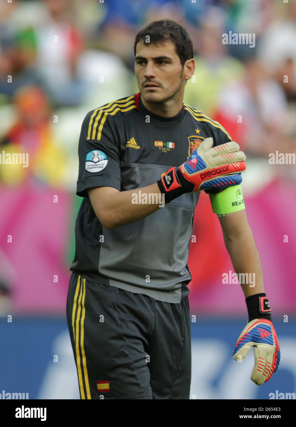Spain's goalkeeper Iker Casillas during UEFA EURO 2012 group C soccer match Spain vs Italy at ...